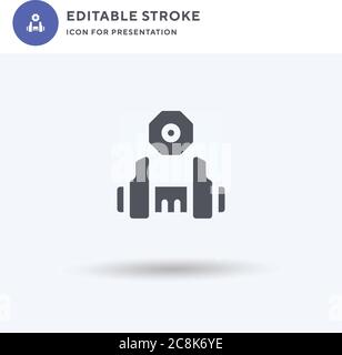 Marqueur, symbole à forme plate, pictogramme solide isolé sur blanc ...