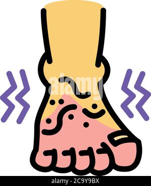 Icône de gelure de pied. Contour pied Frostbite vecteur icône pour le ...