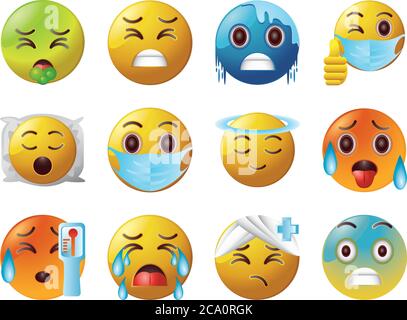 Émoticônes Emoji icônes dans le style d'expression visage collection ...