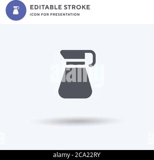 Vecteur icône pichet, affiche plate remplie, pictogramme solide isolé ...