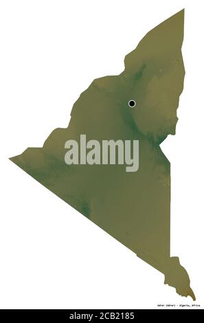 Forme d'Adrar, province d'Algérie, avec sa capitale isolée sur fond ...