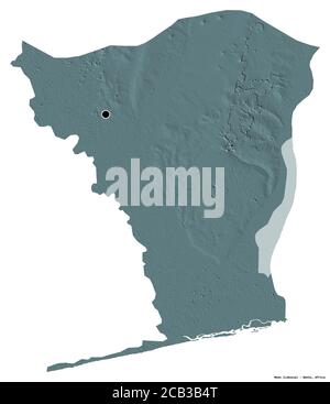 Mono, département du Bénin. Carte d'altitude colorée en tons sépia avec ...