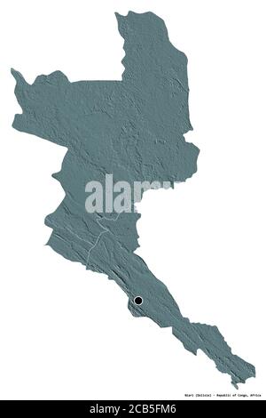 Niari, région de la République du Congo. Carte d'altitude en couleur ...