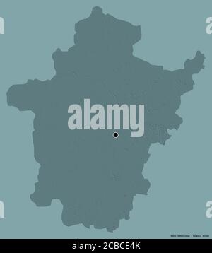 Bekes, comté de Hongrie. Carte d'altitude en couleur avec lacs et ...