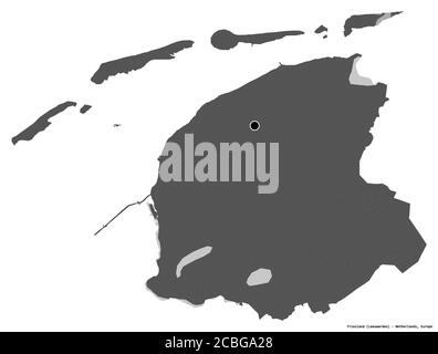 Frise, province des pays-Bas. Carte d'altitude à deux niveaux avec lacs ...