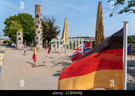 La ville de Schengen, sur la Moselle, au Grand-Duché de Luxembourg, où ...