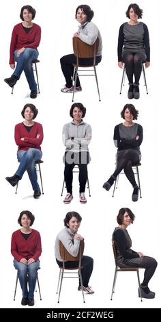 le même portrait de profil d'une femme avec des mains différentes pose ...