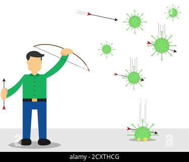 Vector illustration d'un homme avec un arc et flèche, isolé sur fond ...