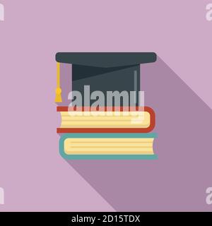 Icône de chapeau gradué de la bibliothèque.Illustration plate de la ...