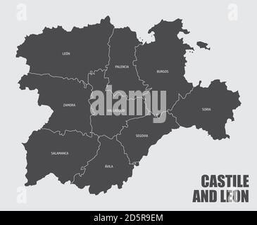 Carte de la communauté autonome de Castille et Leon de l'Espagne et ...
