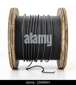 Grandes bobines de câble isolées sur fond blanc. 3D illustration Photo ...
