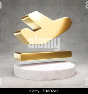 Icône de départ du plan. Symbole de départ de l'avion brillant doré sur ...