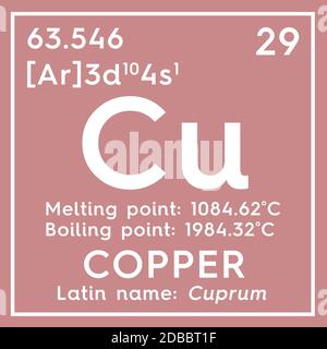 Cuivre. Cuprum. Métaux de transition. Élément chimique du tableau ...