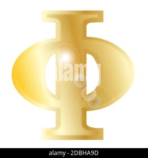 Signe Phi. Lettre Phi, symbole de l'alphabet grec, fond rouge Photo ...