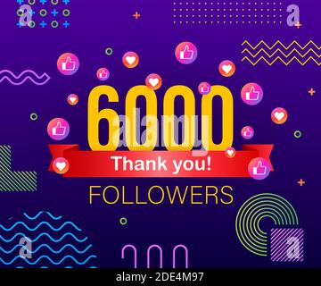 6K followers carte de remerciement. Célébration 6000 abonnés bannière ...