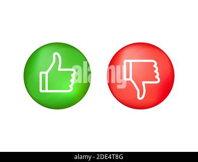 Pouce vert et le pouce vers le bas icône rouge set, vector illustration ...