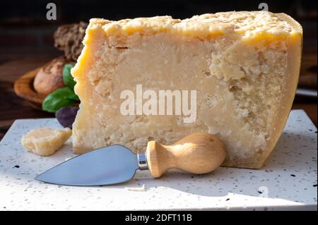 Collection de fromages, morceau de fromage de vache mûr, parmesan ...