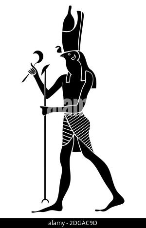 Dieu de l'Égypte antique- Horus - Heru - le faucon-dirigé dieu - est l ...