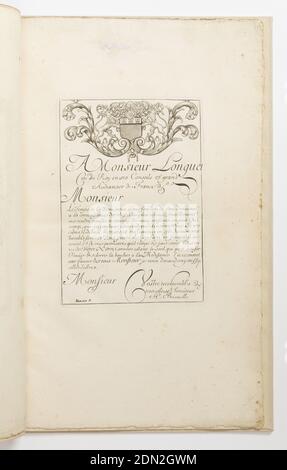 Page de dédicace, de Diversets pièces de serruriers (divers dessins pour les Locksmiths), Hugues ...