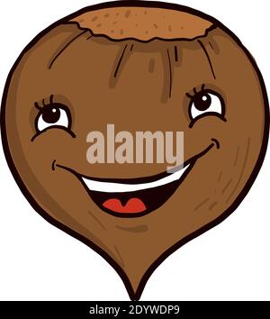 Plante et fruit doux de châtaignier. Page de couleur noire et blanche ...