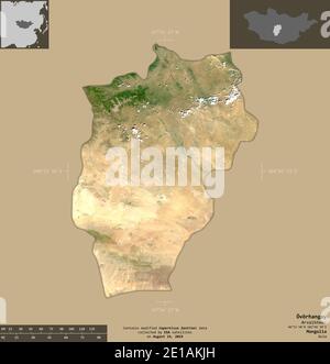 Ovorhangay, province de Mongolie. Carte satellite haute résolution ...