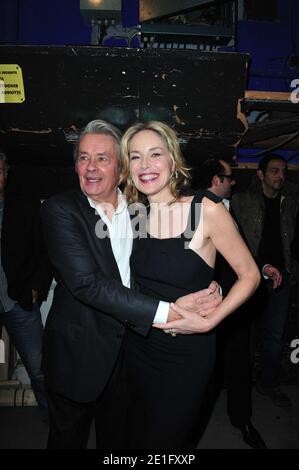 Alain Delon, Sharon Stone lors de l'enregistrement de l'émission champs ...