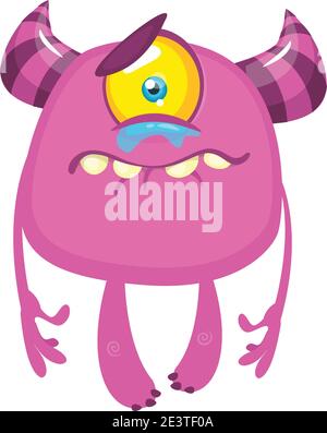 Drôle de dessin animé souriant monstre cyclope avec un œil. Halloween ...