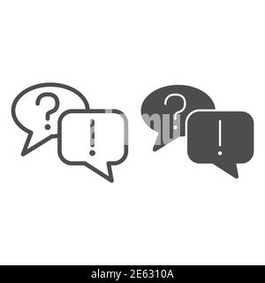 Bulles de questions et réponses icône pleine, concept de communication ...