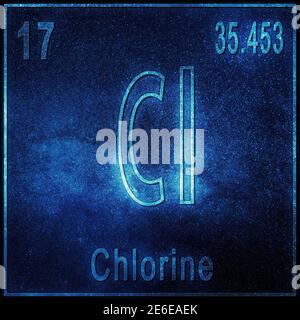 Le chlore Cl élément chimique. Signe du chlore avec numéro atomique. 17 ...