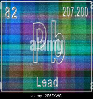 Élément chimique de plomb, signe avec numéro atomique et poids atomique ...