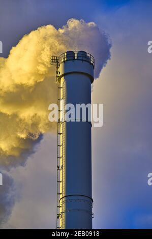 Plan vertical de la fumée émise par une cheminée d'usine pollution de l ...