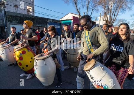 People play Candombe, an Afro-Uruguayan music and dance style during ...