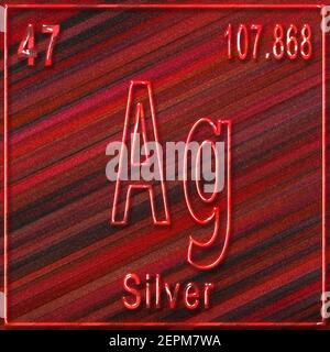 L'argent Ag élément chimique. Signe d'argent avec numéro atomique. 47 ...