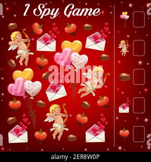 Saint Valentin jeu d'espion pour les enfants. Recherche et comptage d ...