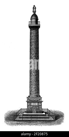 La colonne Vendôme avec statue de Napoléon Bonaparte, sur la Place ...