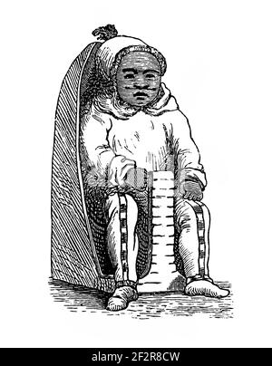 Gravure antique du XIXe siècle d'objets inuits. Illustration publiée ...