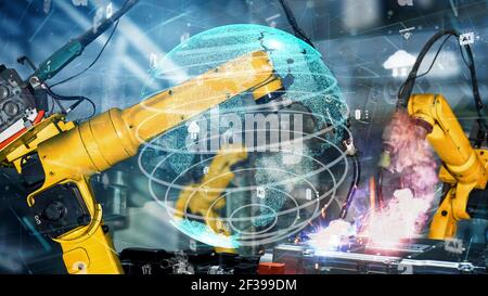 Bras robotisés intelligents pour la technologie de production numérique en usine Automatisation ...