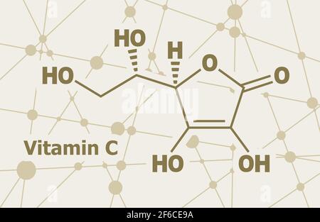 L'acide ascorbique (vitamine C). Formule chimique structurale et ...
