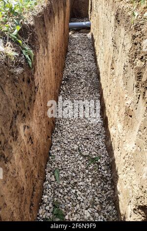 Gravier de tranchée pour le drainage et le drainage, le drainage autour ...