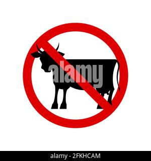 Pas de vache. Panneau d'interdiction. Panneau viande interdite. Sans ...