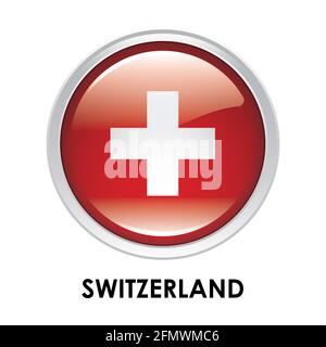 Drapeau de la Suisse en tant que brillant toute l'icône. Bouton avec ...