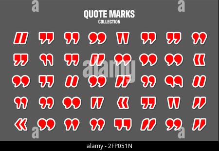 Collection de vecteurs entre guillemets. Icône de guillemets rouges ...