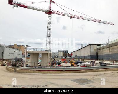 Saint-Maur, Créteil, France, chantier de construction de métro ...