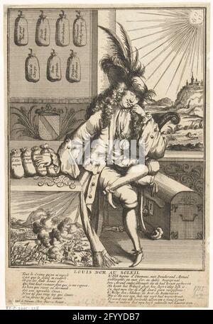 Caricature à Louis Willem van Baden-Baden, 1705; Louis Dort / Chevalier ...