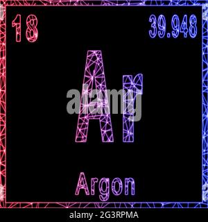 Ar Argon élément chimique. Signe de l'argon avec numéro atomique. 18 de ...