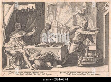 Jupiter transforme le roi Lycaon en loup, métamorphies d'Ovid (titre de ...