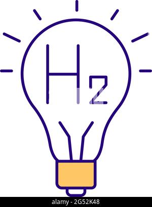 Icône de ligne de couleur H2 verte.Énergie hydrogène.Elément vectoriel ...
