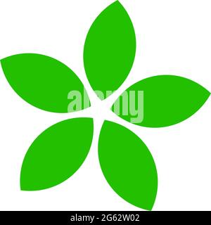 Feuille verte, forme pétale, icône de feuillage vert, symbole ...