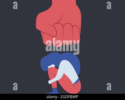 Triste femme assise sur le sol. Concept de troubles mentaux. Illustration vectorielle colorée de ...