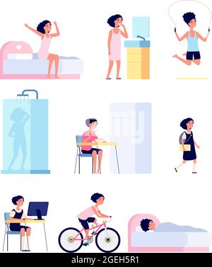 Routine quotidienne des filles, programme du matin, du jour et du soir ...